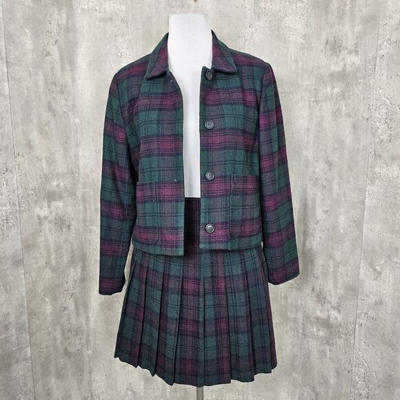 Skirts | Vintage 9s Robyn Meredith X Bridgewater M Maroon Green Plaid ...